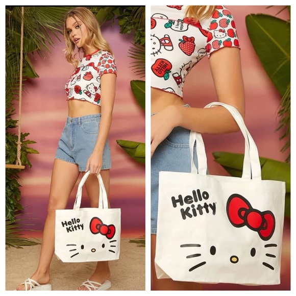 Hello Kitty | Bags | Hello Kitty Canvas Tote | Poshmark